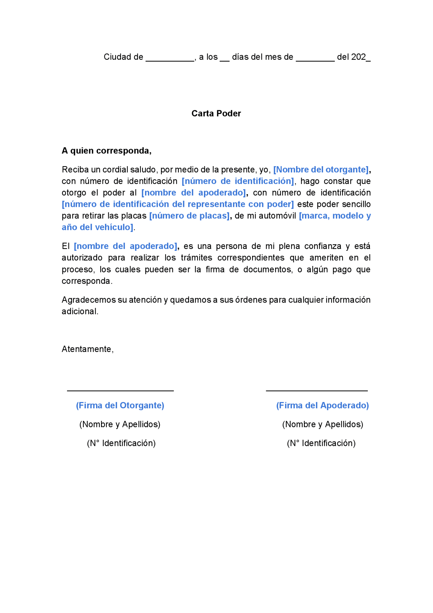 Carta Poder para Recoger Placas: Ejemplos y Formatos Gratis Carta Poder para Recoger Placas: Ejemplos y Formatos Gratis
